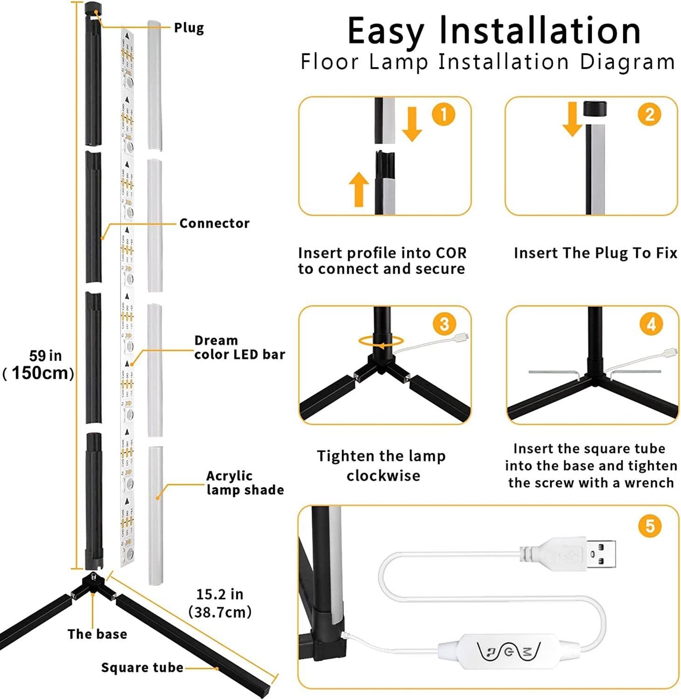 Aurora - RGB Color Changing Floor Corner lamp