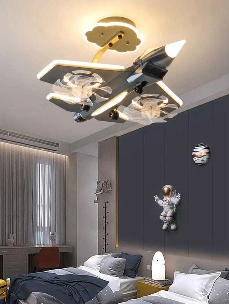Airplane Ceiling Light with Fan for Kids Room